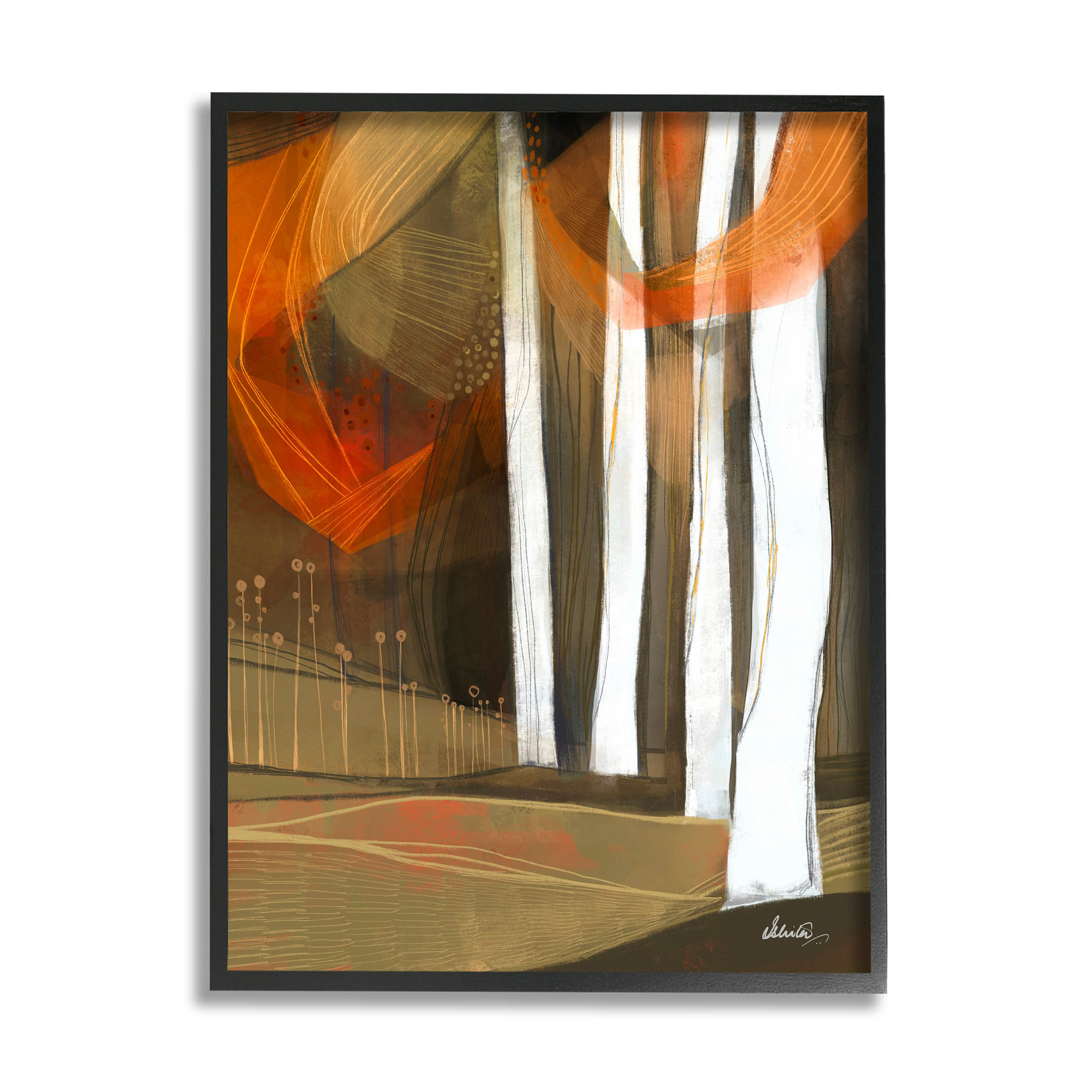 Stupell Industries Modern Field Landscape Trees Framed Giclee Art By Ishita Banerjee - Wayfair ...